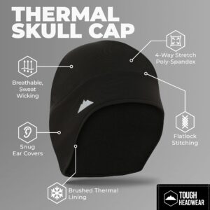 Tough Headwear Thermal Helmet Liner Skull Cap, Hard Hat Liner, Mens Beanie, Winter Cycling Cap & Running Gear, Ski Hat Black