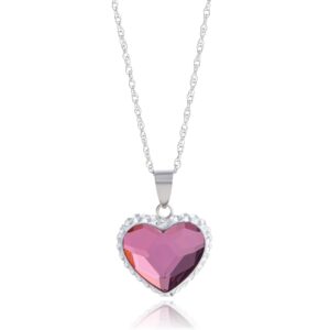 max + stone sterling silver elements two tone heart pendant necklace, antique pink, 18"