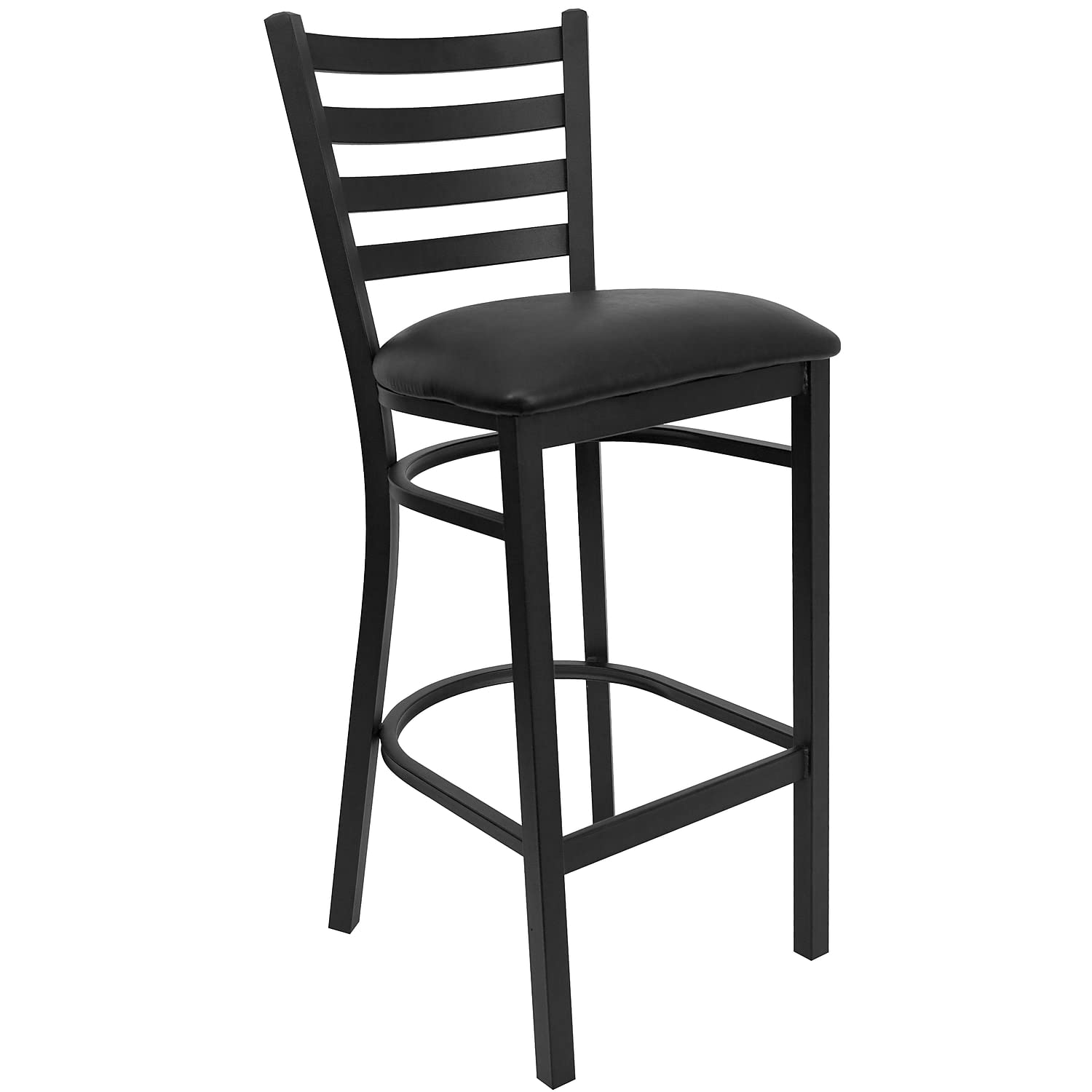 Flash Furniture 2 Pack HERCULES Series Black Ladder Back Metal Restaurant Barstool - Black Vinyl Seat