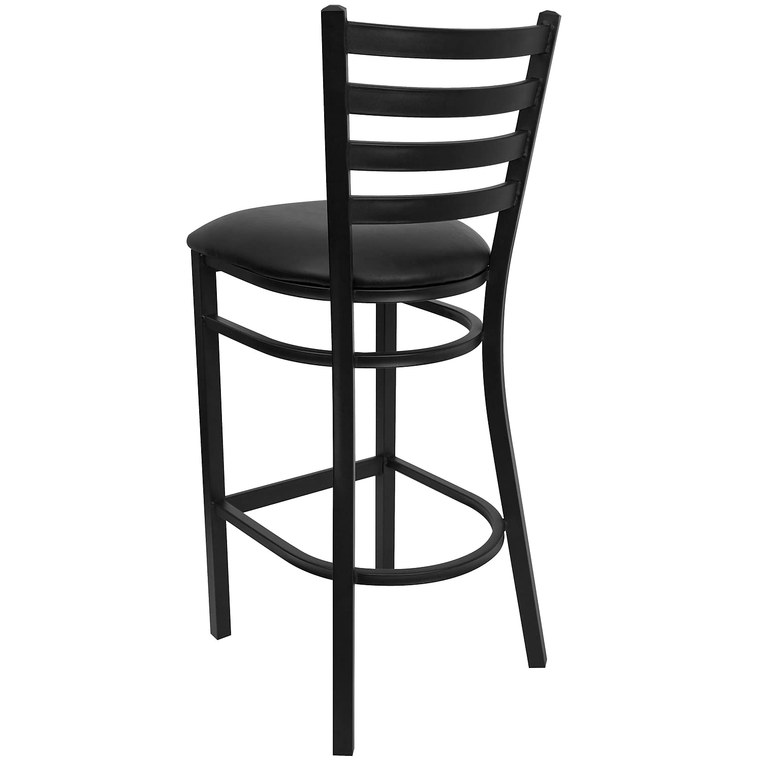 Flash Furniture 2 Pack HERCULES Series Black Ladder Back Metal Restaurant Barstool - Black Vinyl Seat