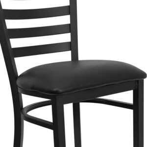 Flash Furniture 2 Pack HERCULES Series Black Ladder Back Metal Restaurant Barstool - Black Vinyl Seat