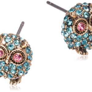 Betsey Johnson Pave Owl Stud Earrings