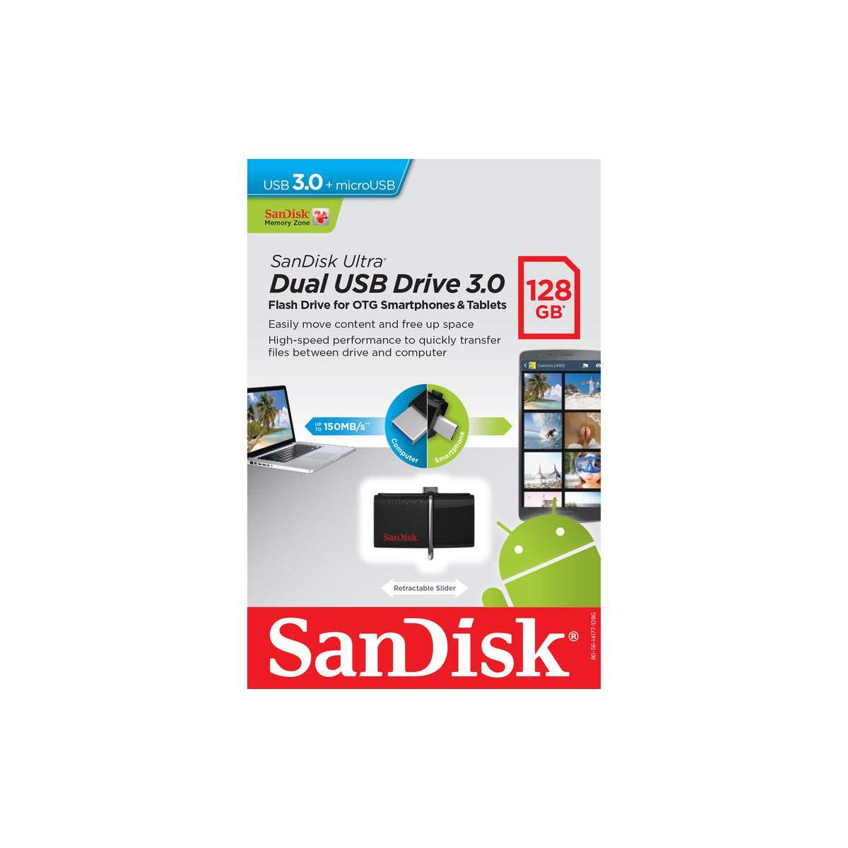 SanDisk 128GB Ultra Dual USB Drive 3.0 - SDDD-128G-G46