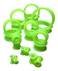 lobal domination pair of green soft silicone ear tunnels plugs - up to size 50mm! (1&1/4" (32mm))