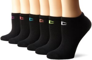 champion womens double dry 6-pack performance no show liner socks, black assortment, 5-9 us