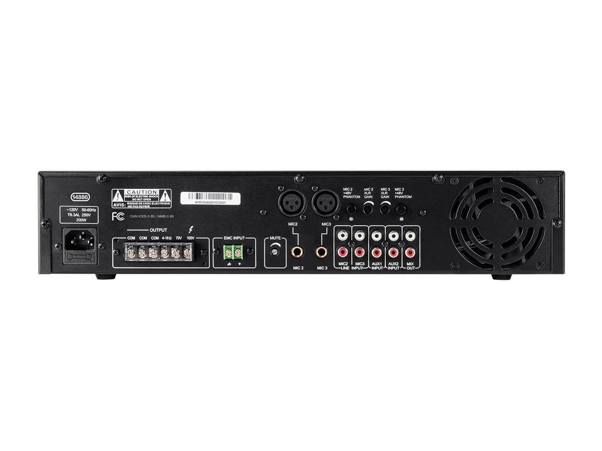 Monoprice Commercial Audio 120 Watt Mixer Amplifier - 5chz 100 Volt/70 Volt with Microphone Priority