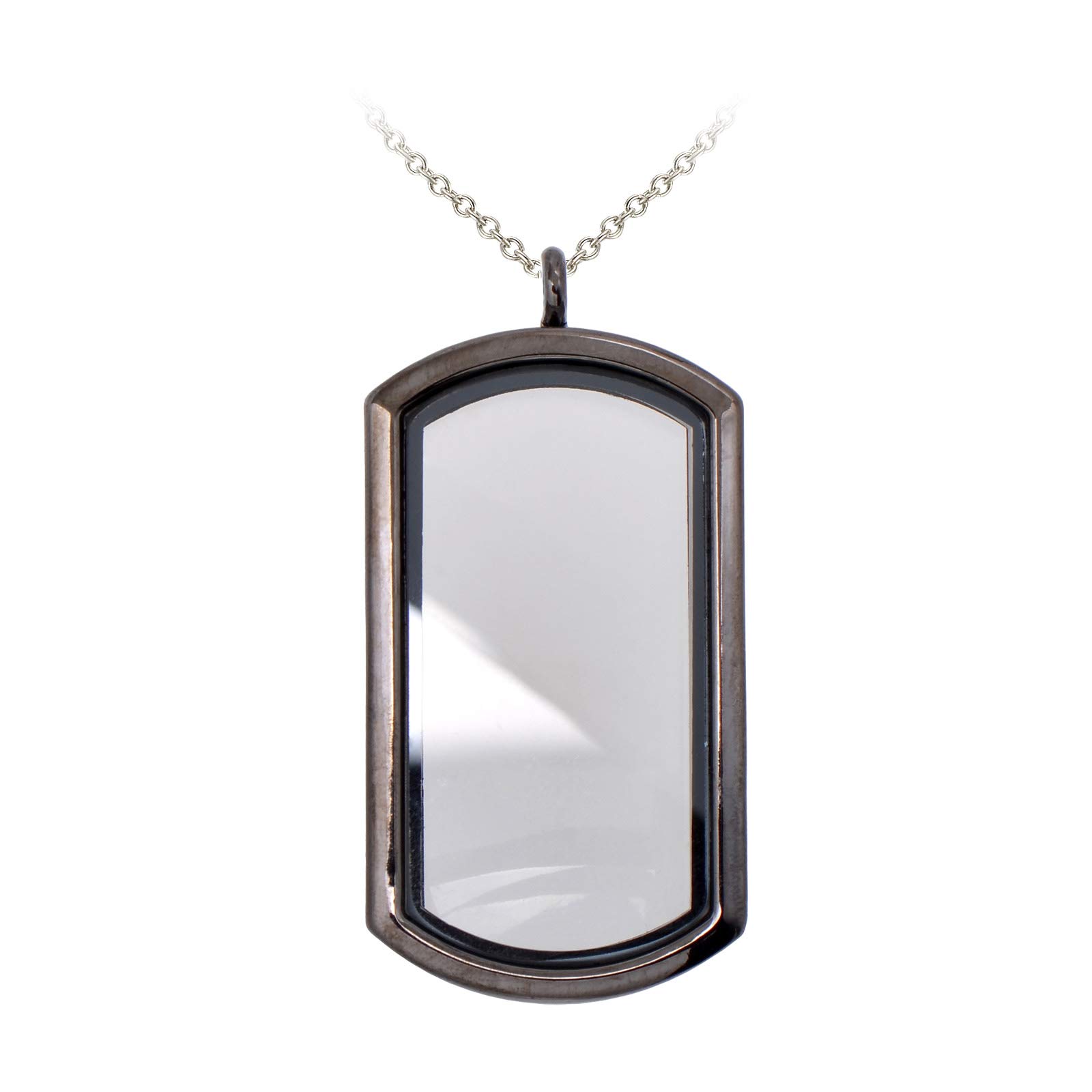 Paialco Magnetic Rectangle Glass Window Floating Locket Pendant Necklace - Black