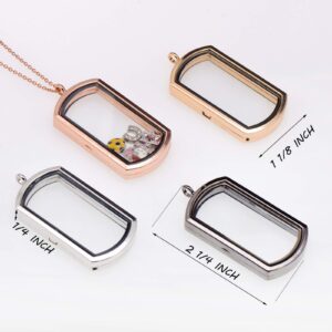 Paialco Magnetic Rectangle Glass Window Floating Locket Pendant Necklace - Black