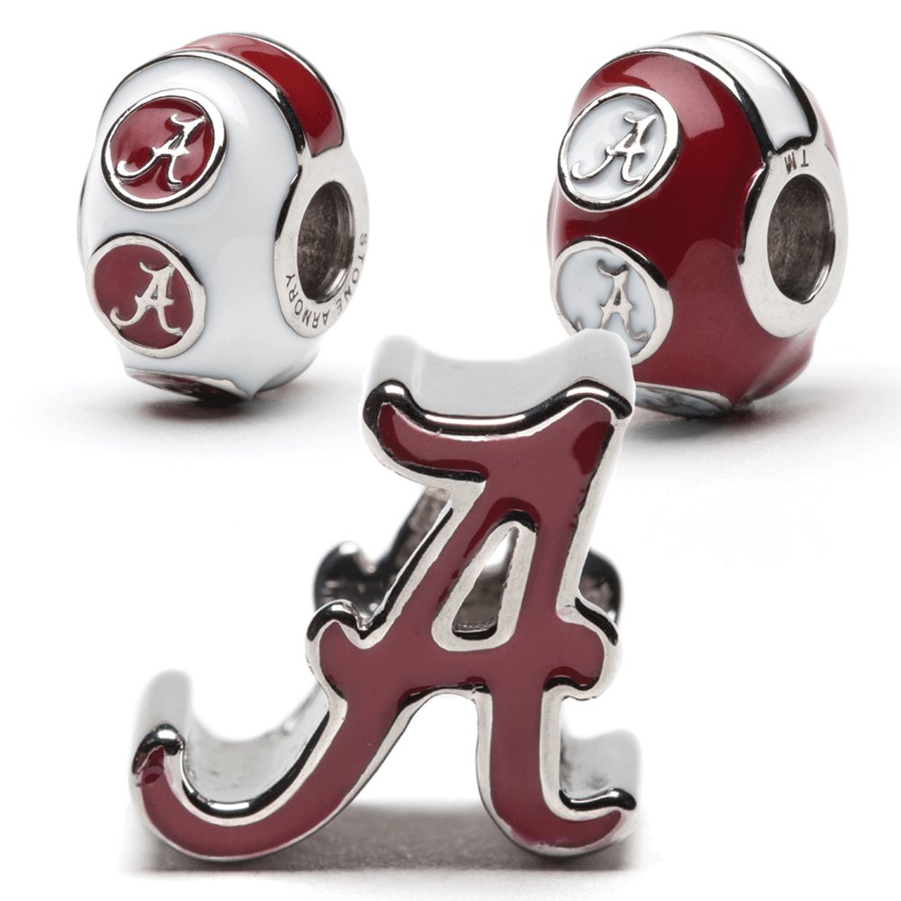 University of Alabama Bead Charm Set | Stainless Steel Alabama Charms | Set of Three Crimson Tide Charms | University of Alabama Gift | Fits Most Popular Charm Bracelets