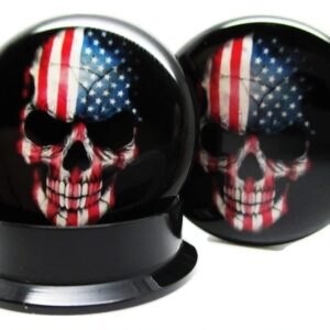 Pierced Republic American Skull Ear Plugs - Acrylic - Screw on - New *Pair* (00 Gauge (10mm))