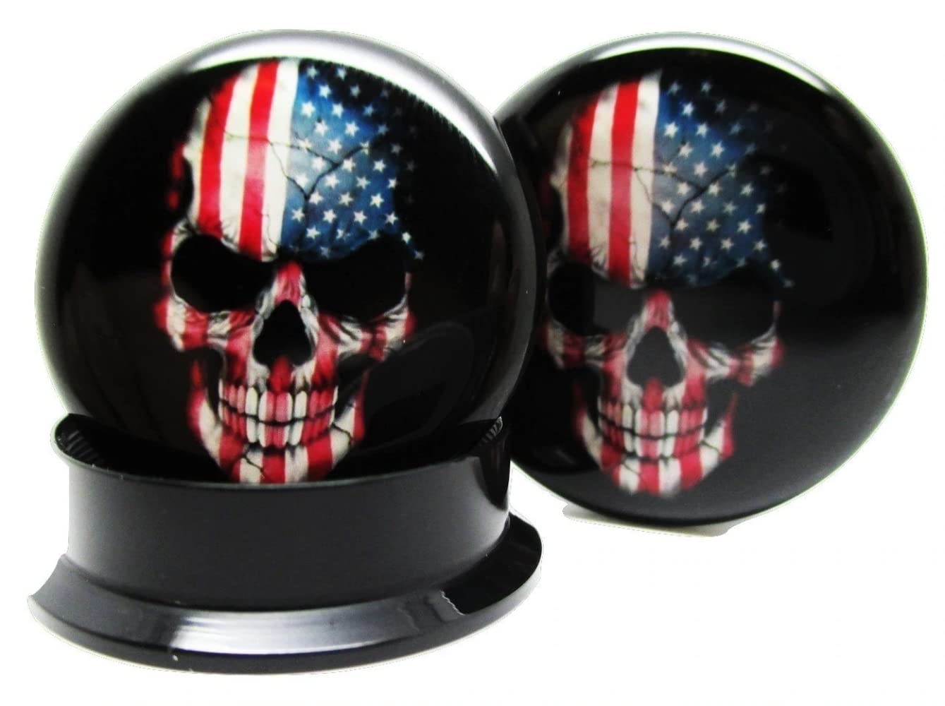 Pierced Republic American Skull Ear Plugs - Acrylic - Screw on - New *Pair* (00 Gauge (10mm))