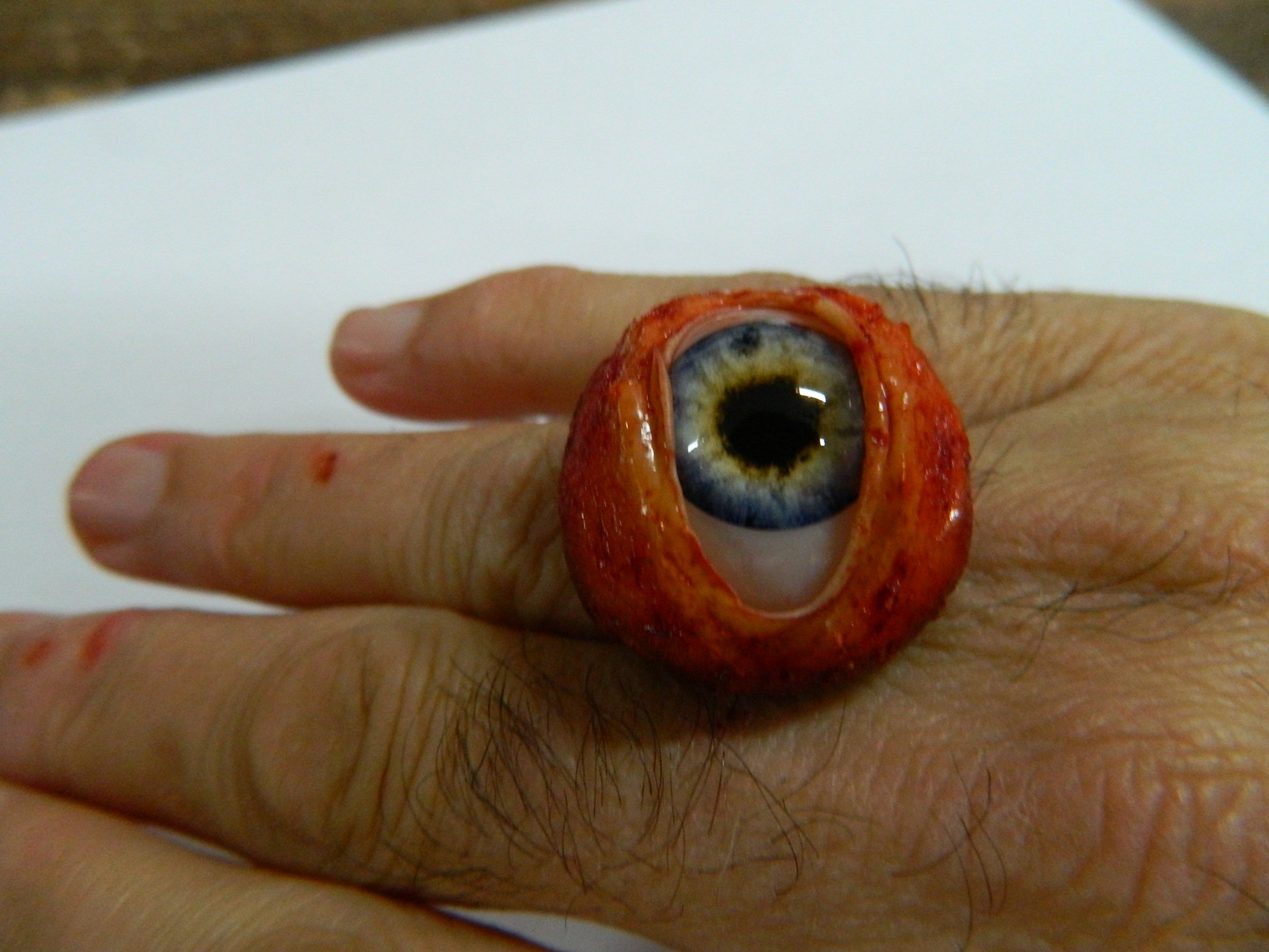 Dead Head Props Realistic Life Size Human/zombie Eyeball Ring with Eye Lids for Halloween, Cos Play (Infected Blue 26mm)