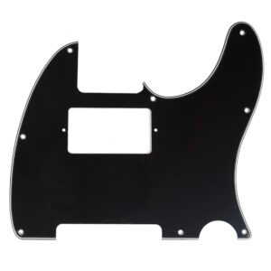 musiclily 8 hole humbucker tele pickguard hh scratch plate for fender american/mexican standard telecaster modern style electric guitar, 3 ply black