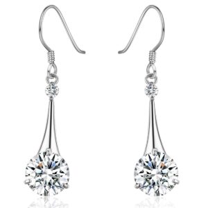 sbling platinum-plated silver cubic zirconia tear drop earrings (6.5 cttw)