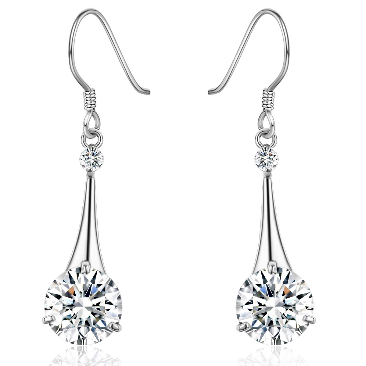 SBLING Platinum-Plated Silver Cubic Zirconia Tear Drop Earrings (6.5 cttw)