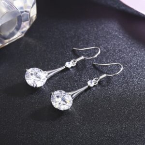 SBLING Platinum-Plated Silver Cubic Zirconia Tear Drop Earrings (6.5 cttw)