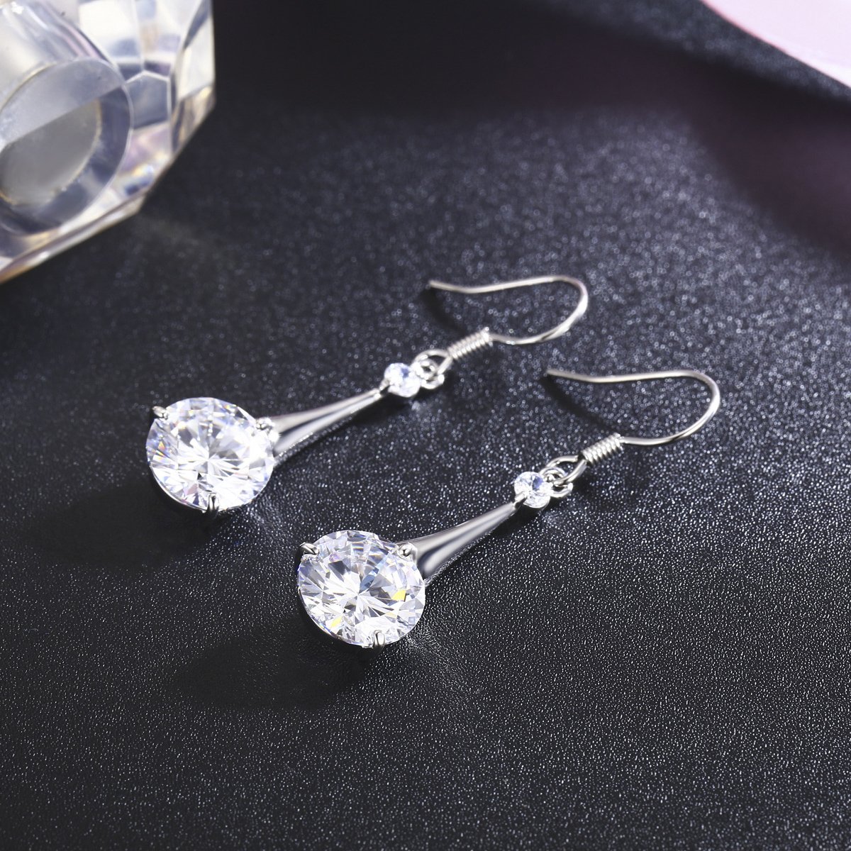 SBLING Platinum-Plated Silver Cubic Zirconia Tear Drop Earrings (6.5 cttw)