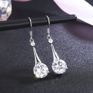 SBLING Platinum-Plated Silver Cubic Zirconia Tear Drop Earrings (6.5 cttw)