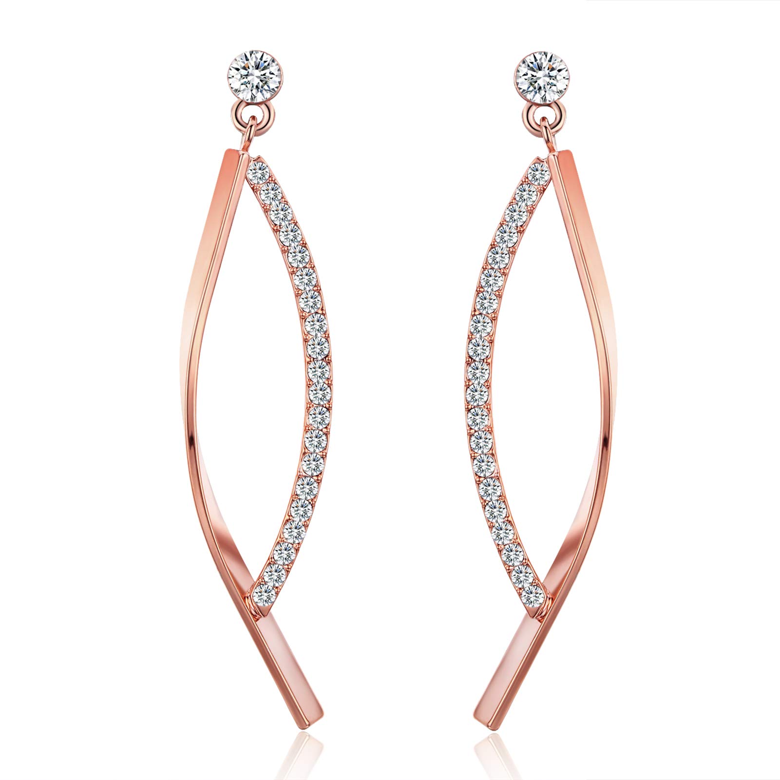 SBLING 18K Rose Gold Plated Cubic Zirconia Drop Earrings (1.5 cttw)