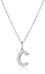 amazon essentials platinum plated sterling silver infinite elements cubic zirconia initial "c" pendant necklace, 18", (previously amazon collection)