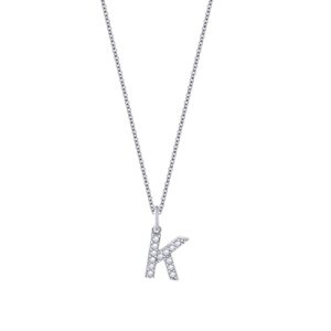 Amazon Essentials Platinum Plated Sterling Silver Infinite Elements Cubic Zirconia Initial "K" Pendant Necklace, 18", (previously Amazon Collection)