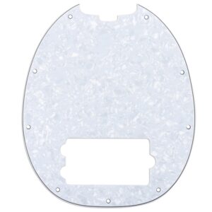 musiclily 9 hole bass pickguard for musicman mm stingray 4 string bass guitar,4ply white pearl