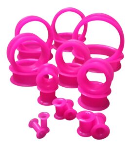 lobal domination pair of pink soft silicone ear tunnels plugs - up to size 50mm! (2" (50mm))