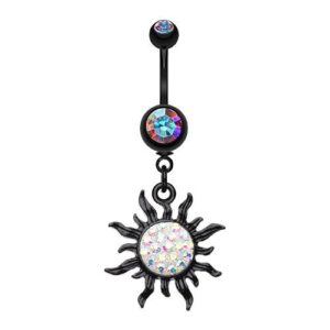 wildklass jewelry blackline multi-sprinkle dot sun 316l surgical steel belly button ring