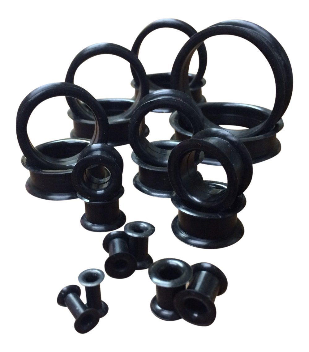 Lobal Domination Pair of Black Soft Silicone Ear Tunnels Plugs - up to Size 50mm! (1&1/2" (38mm))