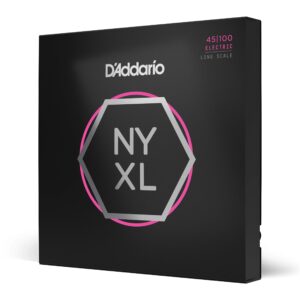 d'addario bass guitar strings - nyxl bass strings - nyxl45100 - unrivaled strength, tuning stability, enhanced response - for 4 string bass guitars - 45-100 regular light, long scale