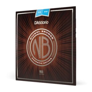 d'addario guitar strings - acoustic guitar strings - nickel bronze - for 6 string guitar - natural, clear, & focused tone - nb1253 - light, 12-53