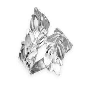 modern contemporary rings high polish 925 sterling silver double laurel wreath leaf ring (size 6.5)