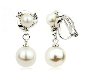 acefeel clip on earring for women white pearl non pierced clip earrings