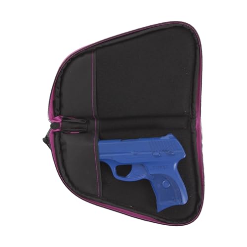 Allen Company 8" Compact Pistol Case for Women - Made with Soft Knit Lining and Barrel Pocket - Gun Storage Accessory with Lockable Zipper - Heavy-Duty Handgun Protection - Black/Gray/Orchid