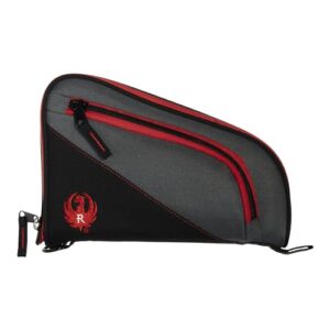 allen company ruger tucson handgun case - fits most auto-loaders and revolvers with barel lengths up to 4" and 2" - gun storage accessory with lockable zipper - black/gray/red