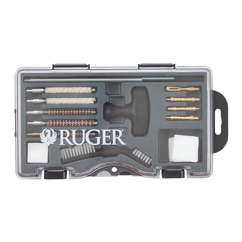 Allen Company Ruger Rimfire .22 Cal Rifle and Handgun Cleaning Kit with Case - Pistol Cleaner - 16-Piece - Gun Accessories for Men and Women,Grey