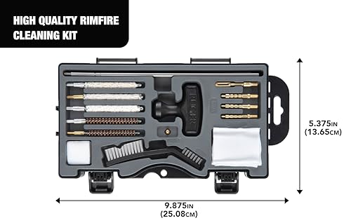 Allen Company Ruger Rimfire .22 Cal Rifle and Handgun Cleaning Kit with Case - Pistol Cleaner - 16-Piece - Gun Accessories for Men and Women,Grey