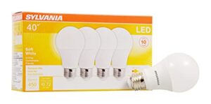 sylvania led light bulb, 40w equivalent a19, efficient 6w, medium base, frosted finish, 450 lumens, soft white - 4 pack (74079)