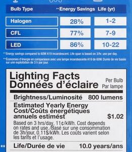 SYLVANIA LED A19 Light Bulb, 60W Equivalent, Efficient 8.5W, Frosted, 5000K, Daylight - (79284), 4 Count (Pack of 1)