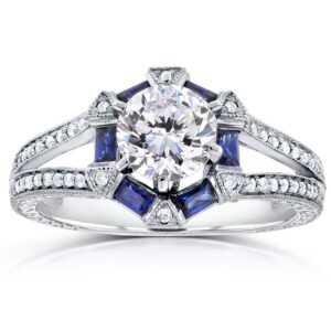 kobelli forever one (d-f) art deco moissanite engagement ring 14k white gold, size 8