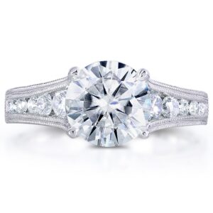 Kobelli Forever One (D-F) Moissanite & Channel Diamond Engagement Ring 2 1/2 CTW 14k White Gold, Size 9