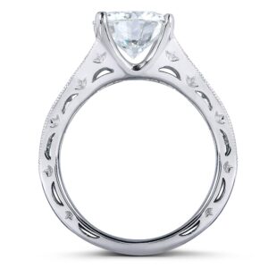 Kobelli Forever One (D-F) Moissanite & Channel Diamond Engagement Ring 2 1/2 CTW 14k White Gold, Size 9