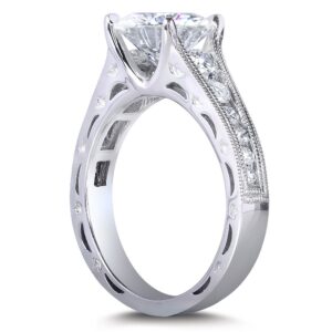 Kobelli Forever One (D-F) Moissanite & Channel Diamond Engagement Ring 2 1/2 CTW 14k White Gold, Size 9