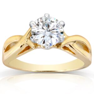 kobelli forever one (d-f) moissanite solitaire engagement ring 1 ctw 14k yellow gold, size 5.5