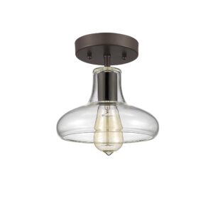 chloe lighting ch854009cl08-sf1 industrial industrial-style 1 light rubbed bronze semi-flush ceiling fixture 8" shade