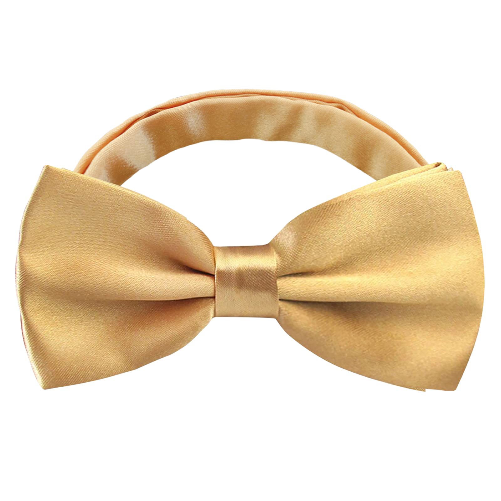 Alizeal Men's Pre-Tied Adjustable Length Solid Color Tuxedo Party Bow Tie, Champagne