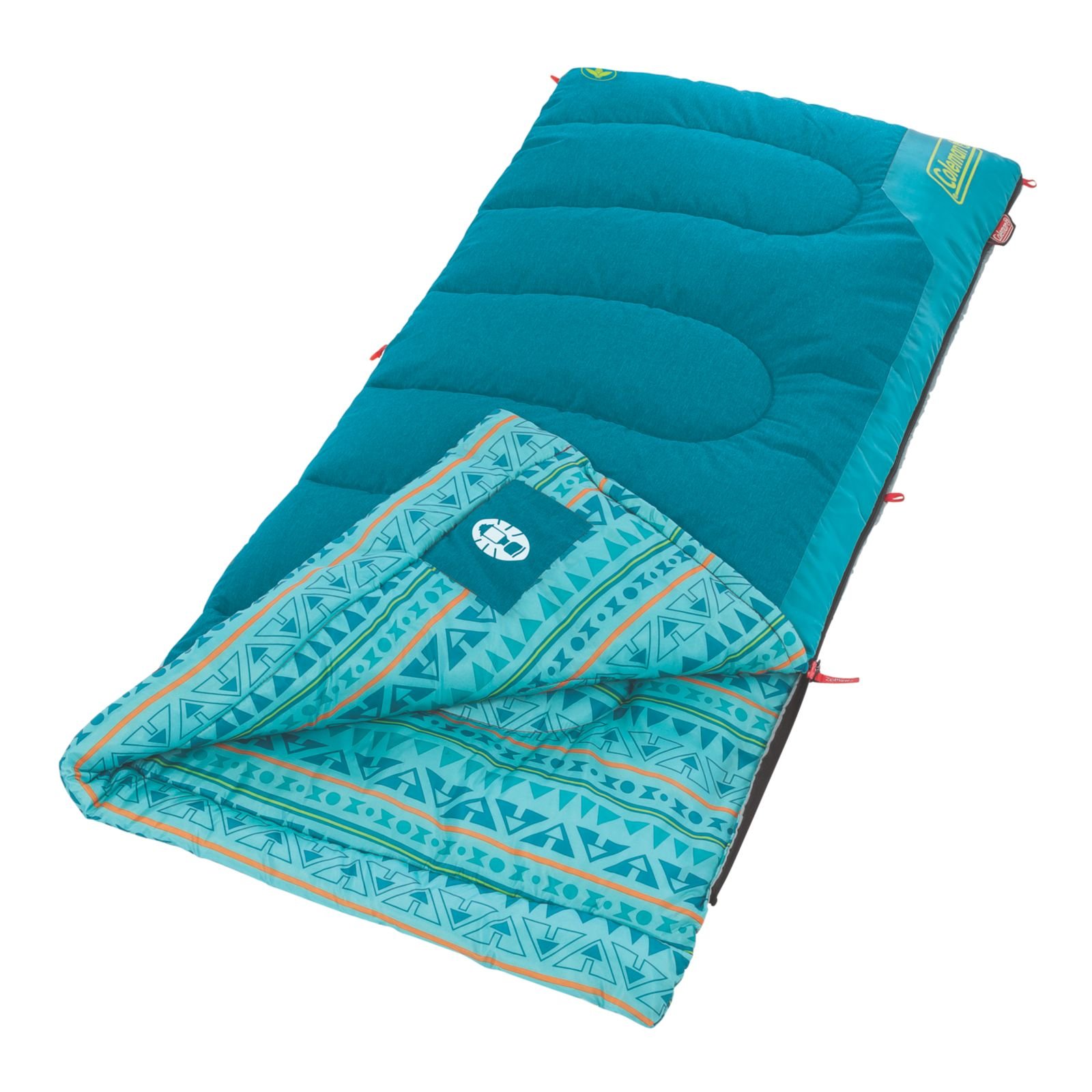 Coleman Kids 50°F Sleeping Bag, Comfortable Youth Sleeping Bag for Sleepovers & Camping, Fits Children up to 5ft Tall, Glow in the Dark Design, Stuff Sack Included, Machine Washable