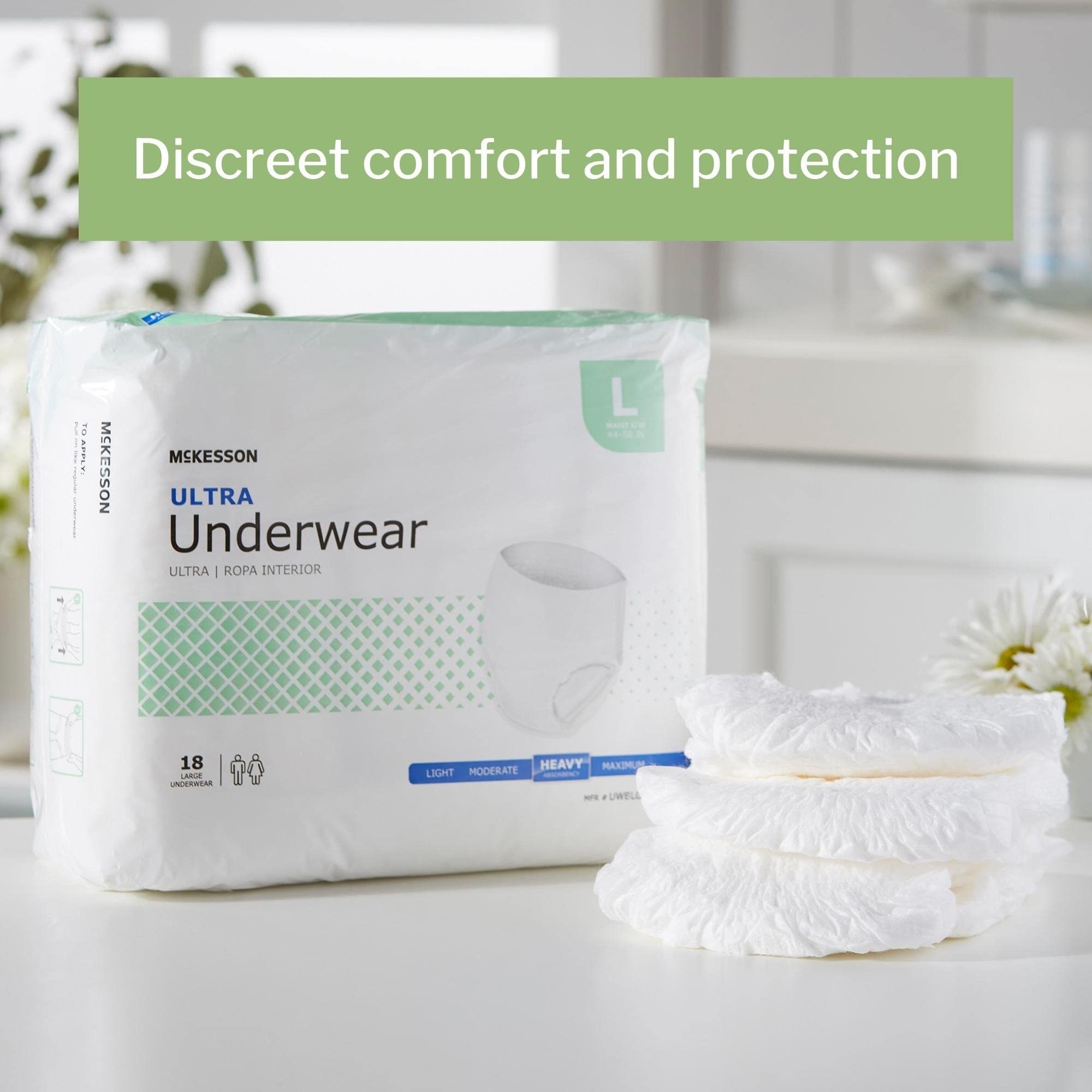 McKesson Ultra Underwear, Incontinence, Heavy Absorbency, Large, 72 Count