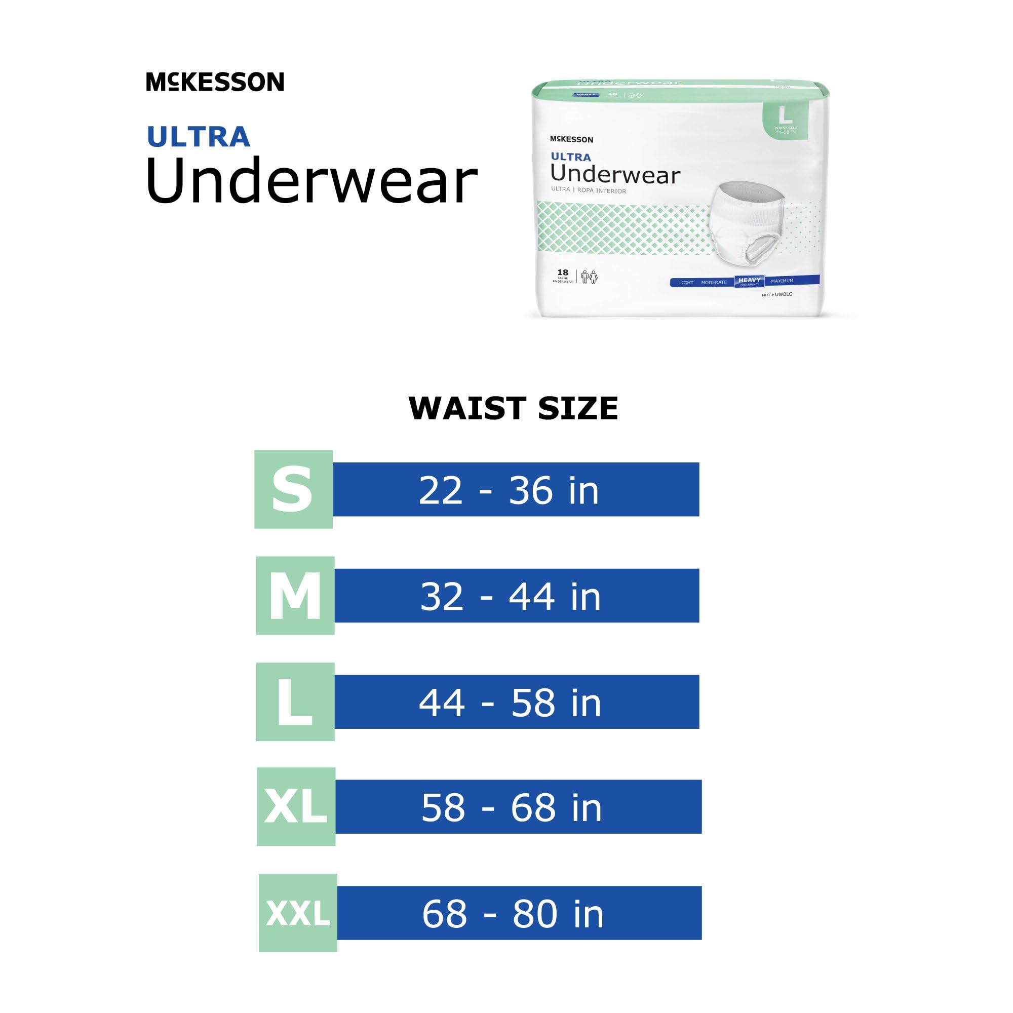 McKesson Ultra Underwear, Incontinence, Heavy Absorbency, Large, 72 Count