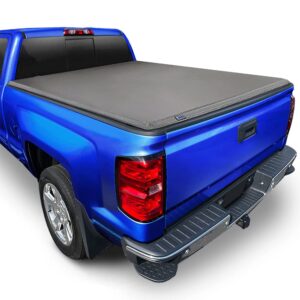 tyger auto t3 soft tri-fold truck bed tonneau cover compatible with 2014-2018 chevy silverado / gmc sierra 1500; 2015-2019 2500 hd 3500 hd; 2019 ld/limited only | fleetside 8' bed (97") | tg-bc3c1038